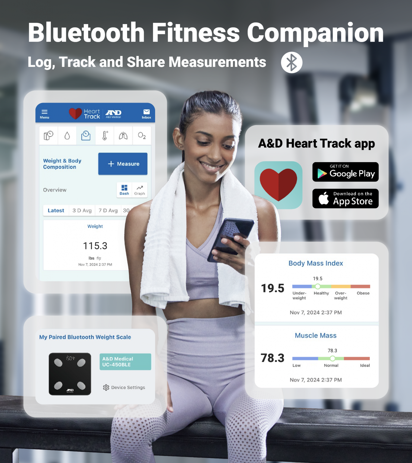 Bluetooth® Body Composition Scale $38.99 - A&D Medical